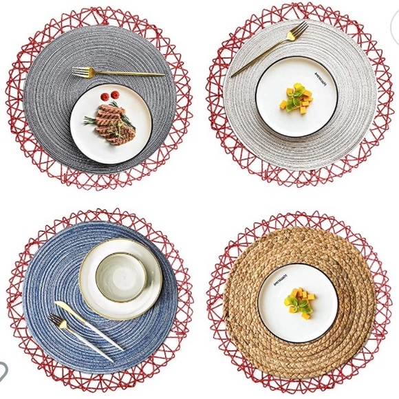 Kitchen | Woven Placemats Set Of 8 Dining Table Decoration Centerpiece ...